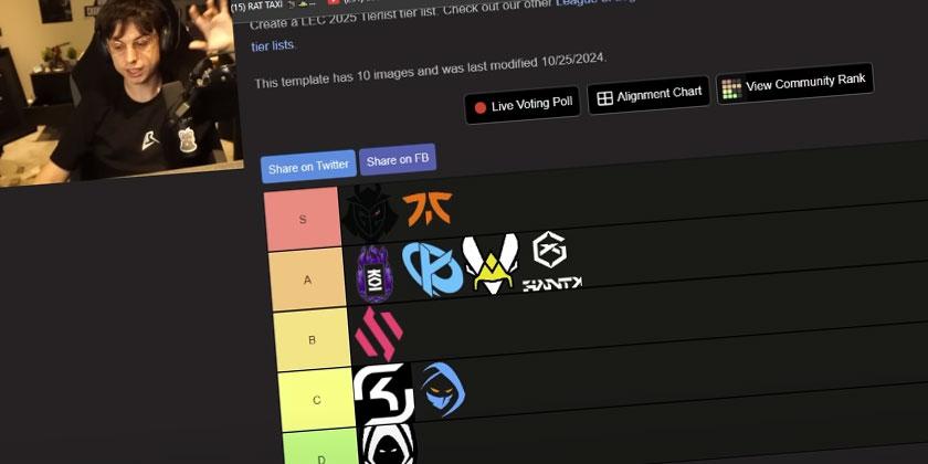 La Tier List de Caedrel pour la saison 2025 du LEC